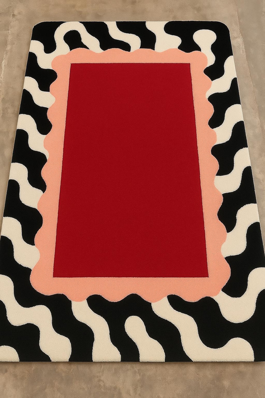 Wavy Scalloped Rugs Abstract Rugs Irregular Rugs Hand-tufted Squiggle ...