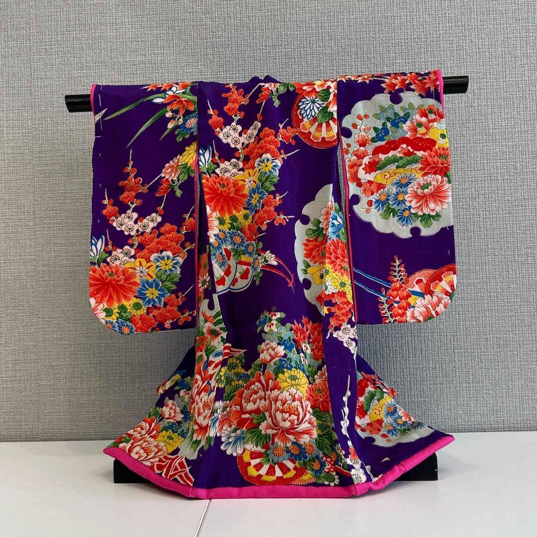 Kimono Remake｜miniature Kimono – Vintage Purple Kimono｜plum ...