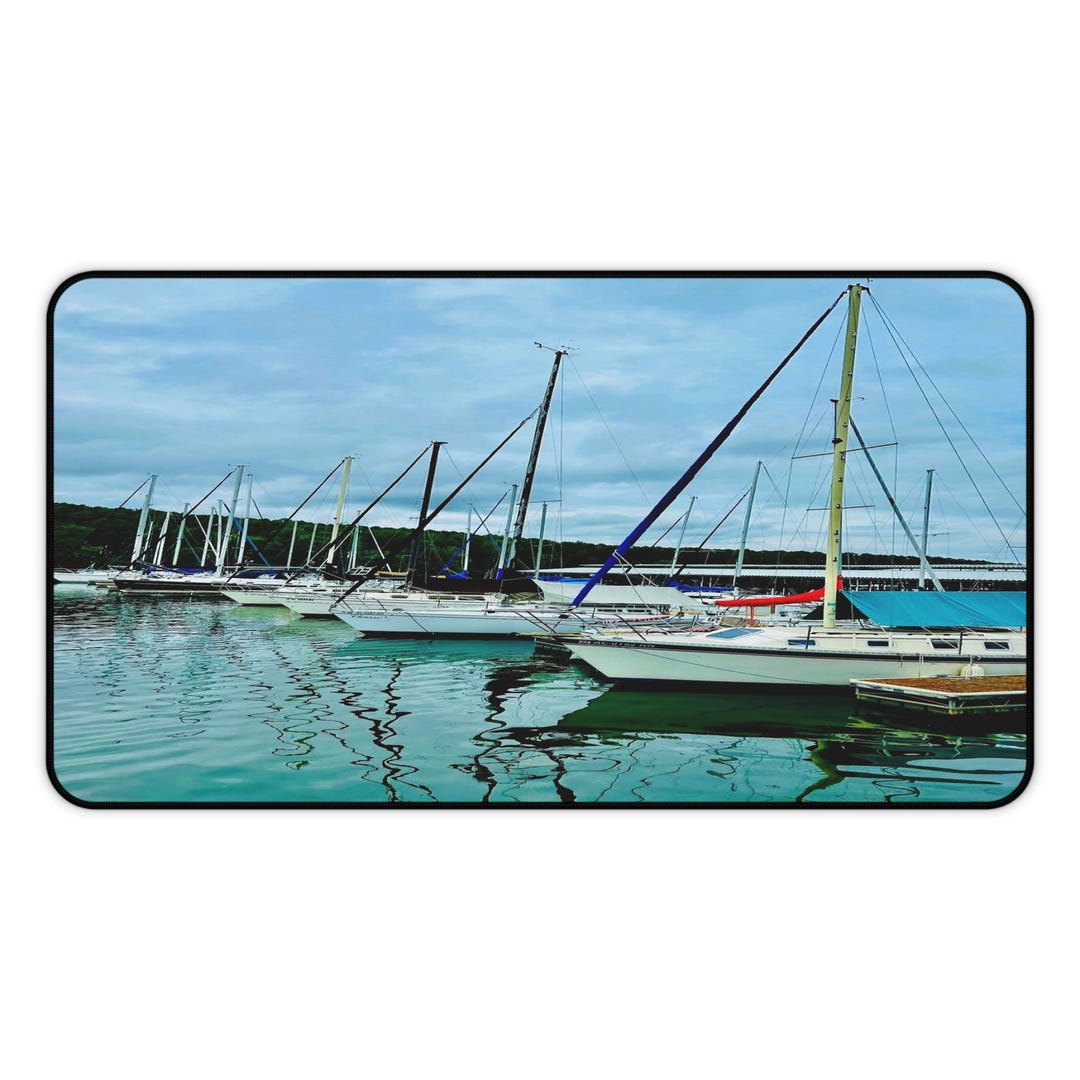 Joe Wheeler Lake Desk Mat 12x22 Sailboat Scene Southern Office Decor ...
