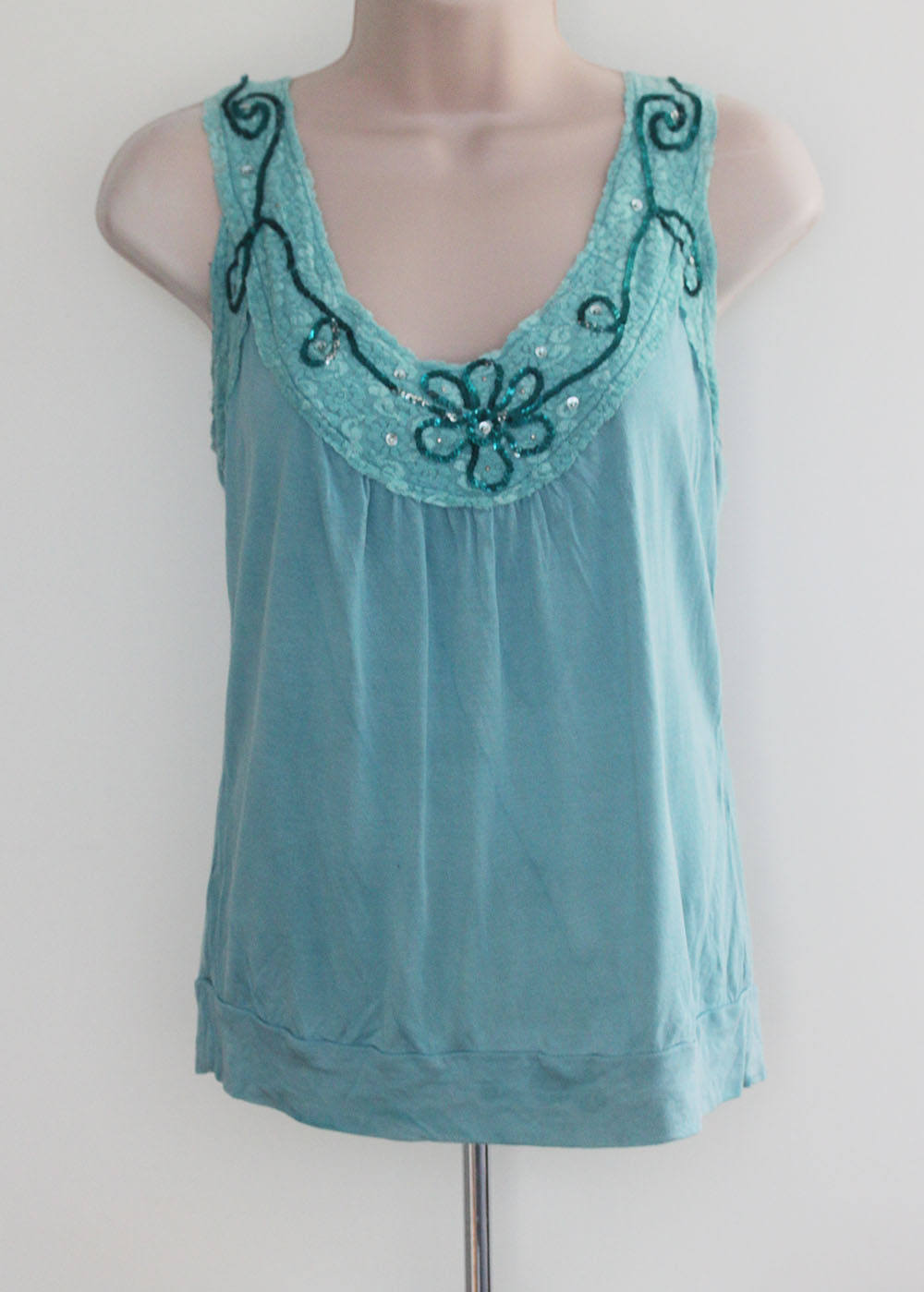 Turquoise Tank Vintage Sleeveless Women's Sequenced Tank Top Boho Top ...