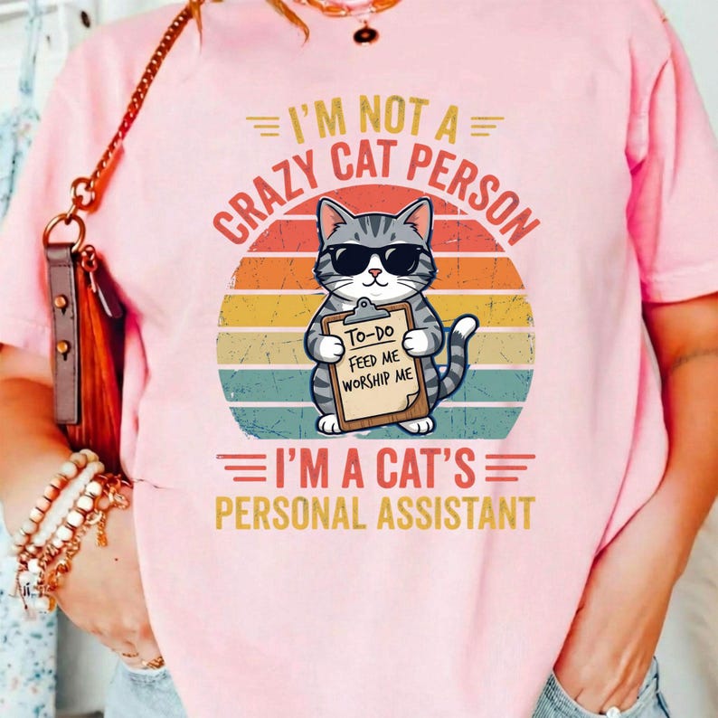 Funny Cat Mom PNG, Retro Sunset, Cat's Personal Assistant (digital ...