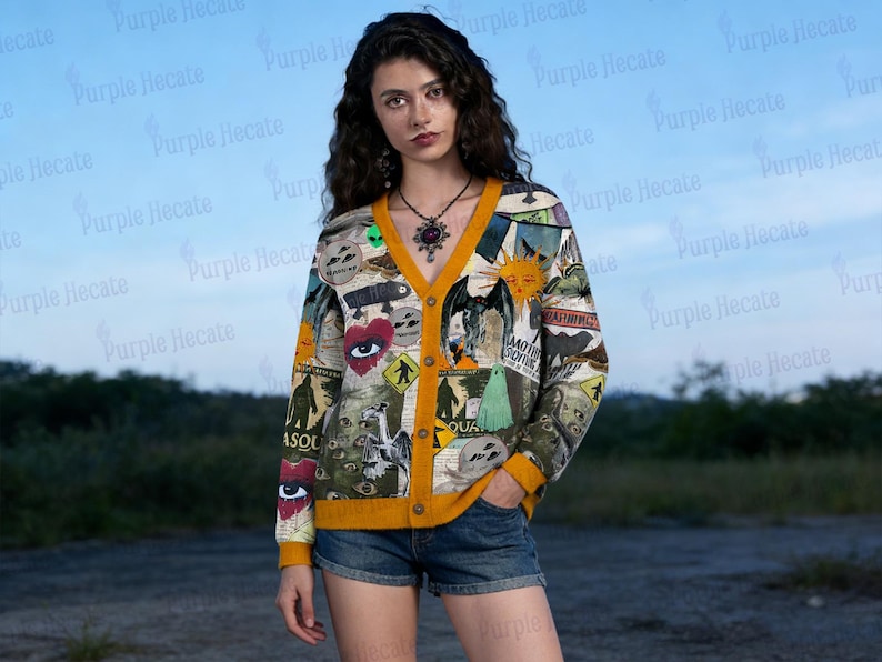 Valentine’s Day Cryptid Warning Collage Ugly Cardigan Sweaters Mystery ...