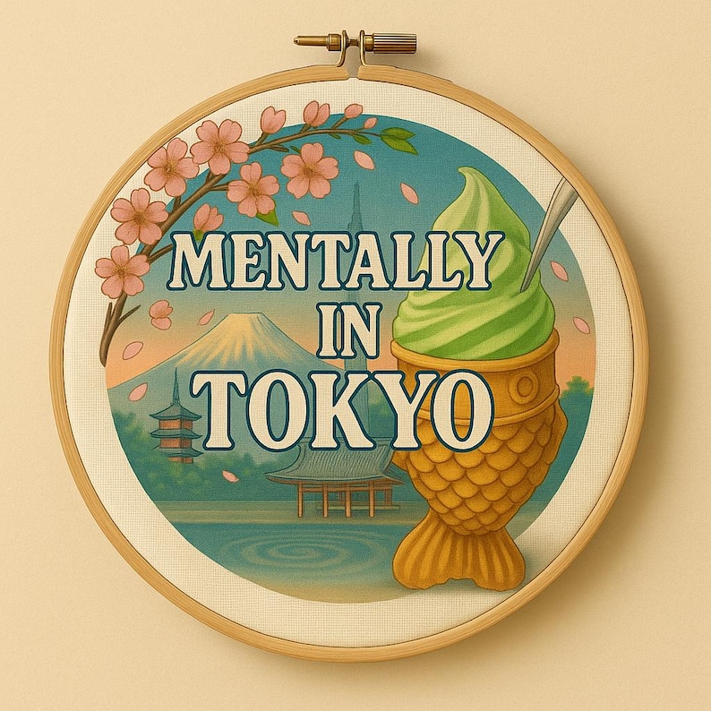 Mentally in Tokyo Cross Stitch Pattern PDF – Sakura Blossoms, Matcha ...