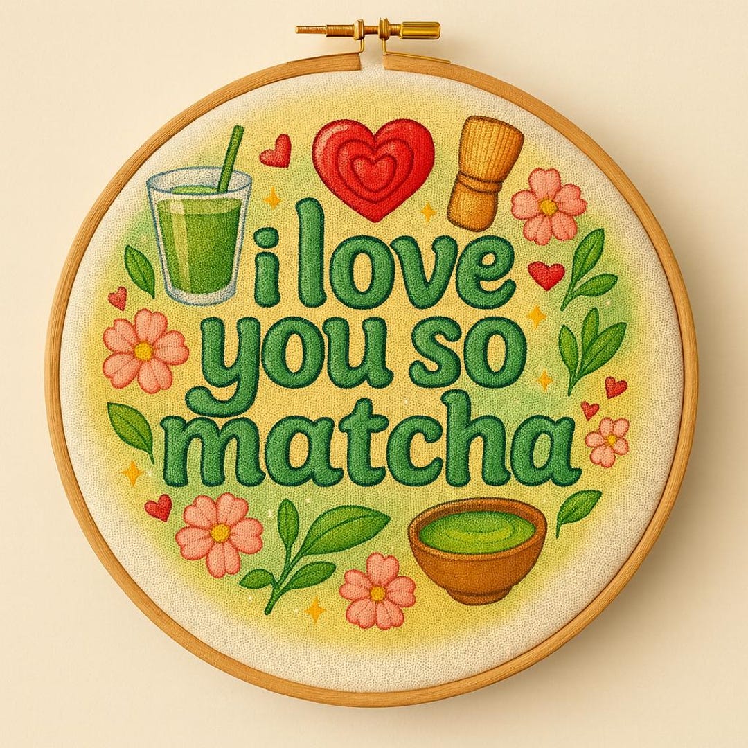 Matcha Tea Cross Stitch Pattern: Kawaii Pun Embroidery (digital ...