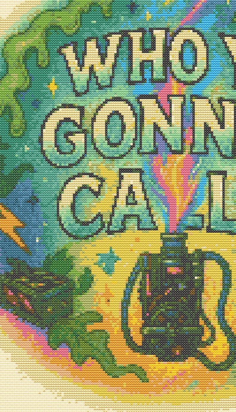 Ghostbusters Cross Stitch Pattern – Who Ya Gonna Call Hoop Art, Retro ...