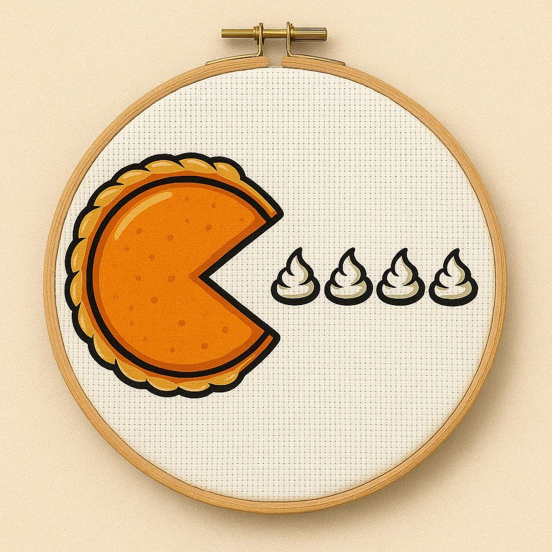 Pumpkin Pie Pac-man Cross Stitch Pattern PDF – Funny Thanksgiving ...