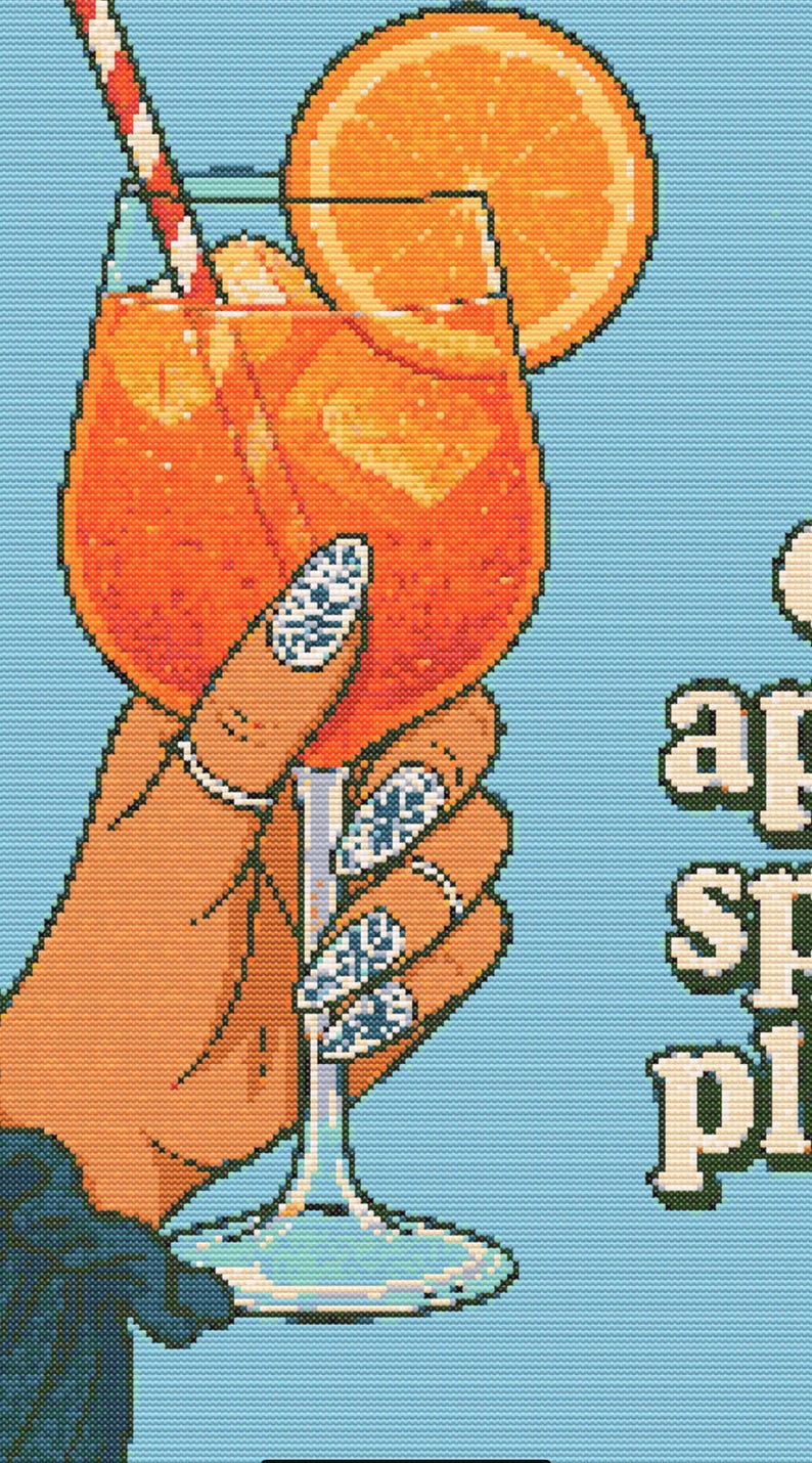 Aperol Spritz Cross Stitch Pattern – Summer Cocktail Hoop Art, Modern ...