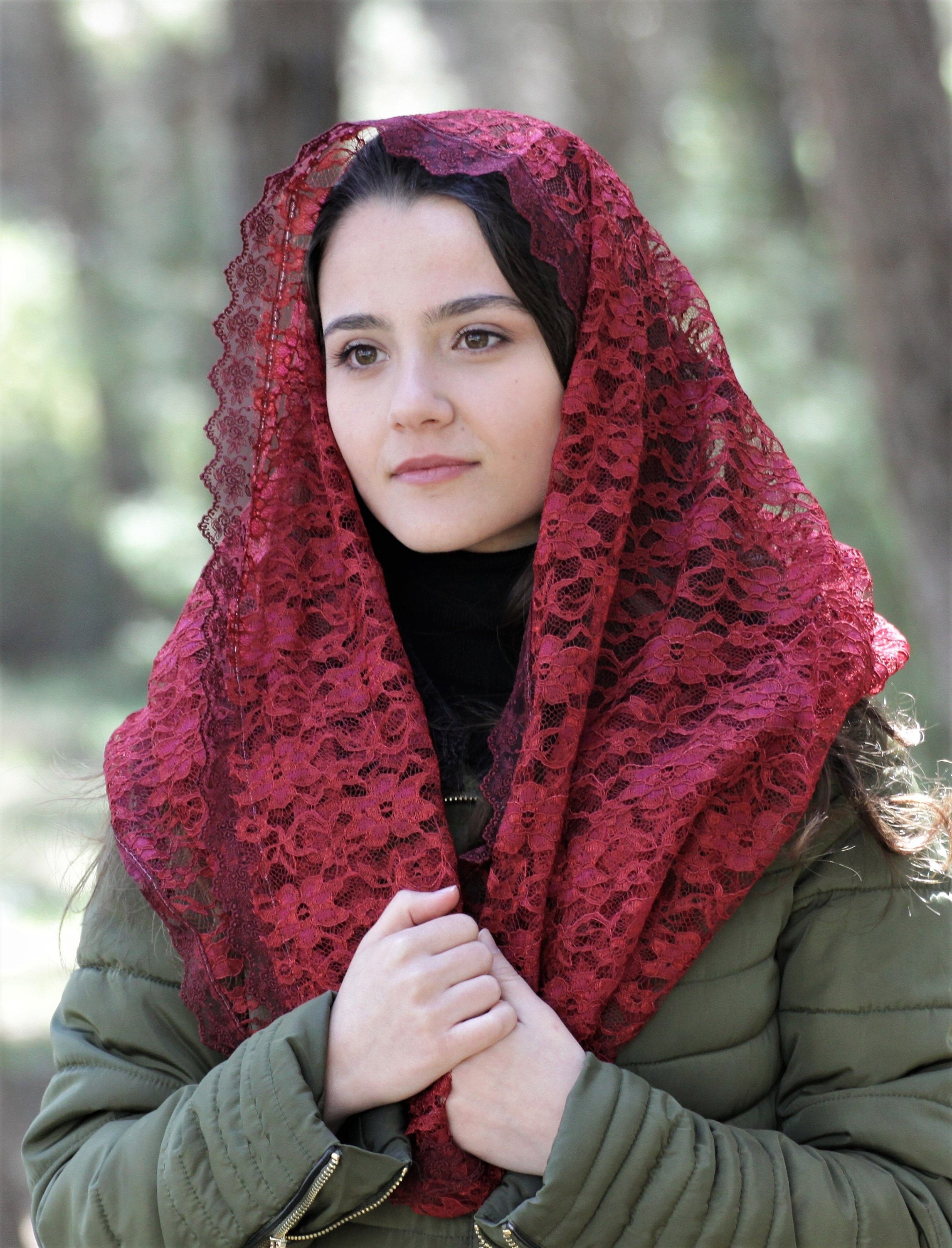 Chapel veil for mass Lace infinity veil Christian head | Etsy