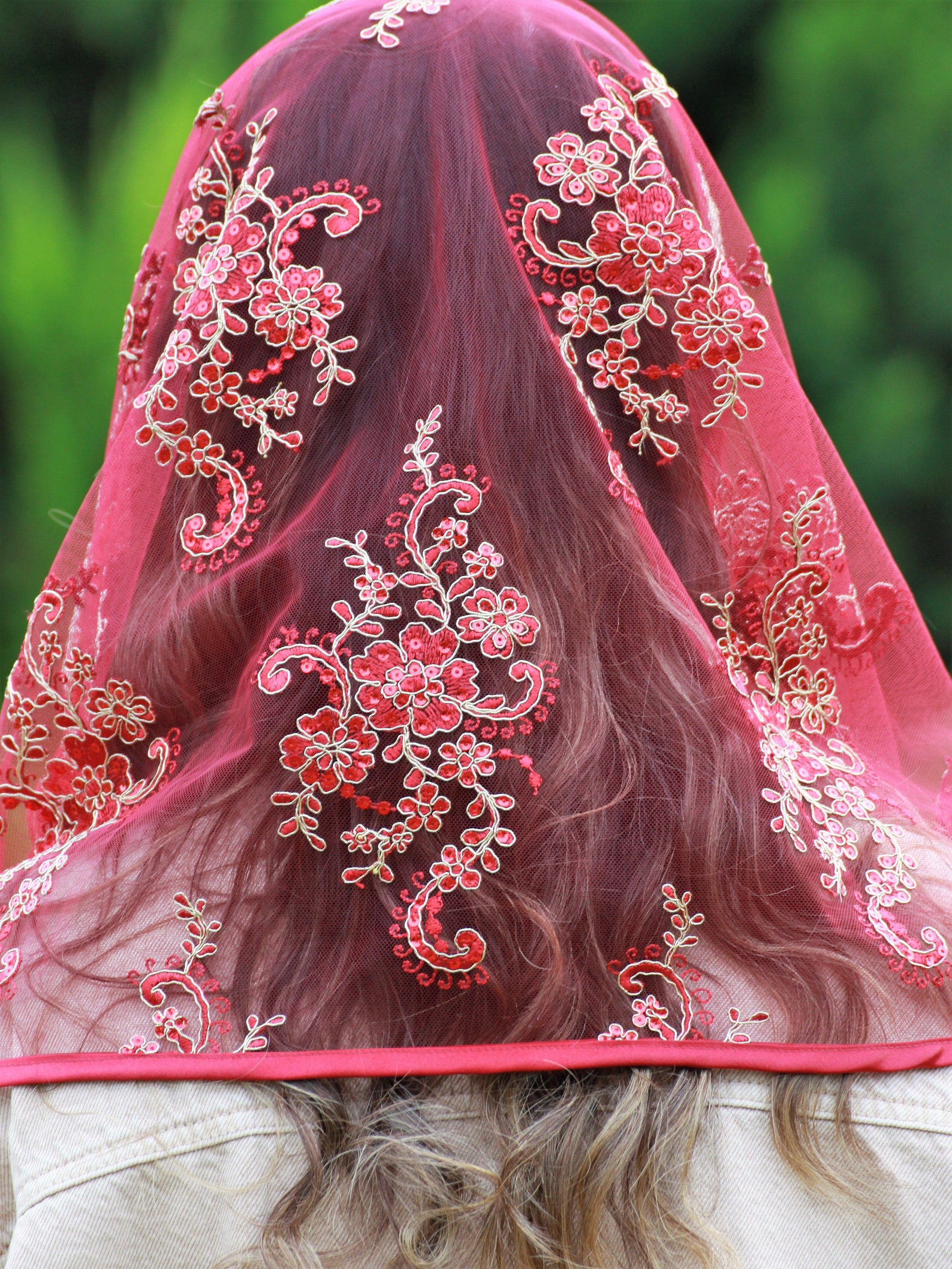 Modern Rectangular Catholic Veil From Elegant Fabric With Sequins ...