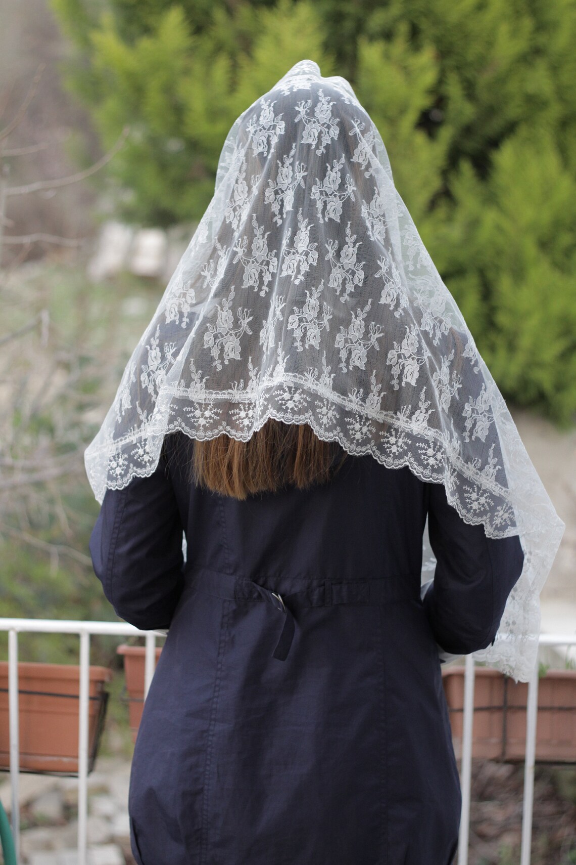 Rectangular mantillas for mass Catholic ivory lace shawl for | Etsy