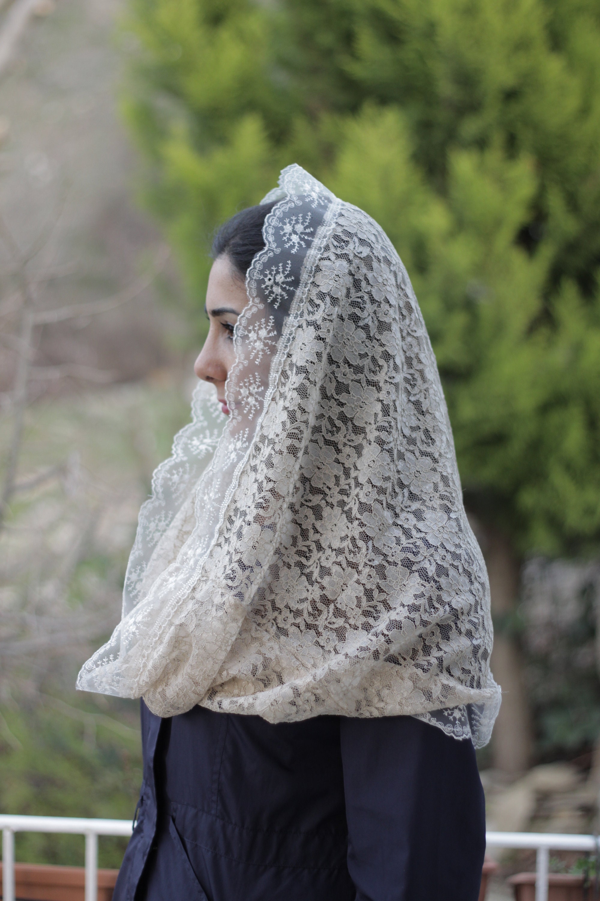 Infinity Cathedral Veil Catholic Church Head Covering in Tan - Etsy UK