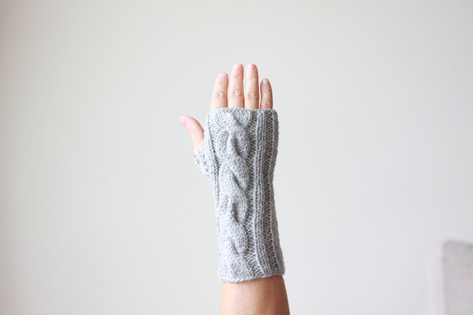 Grey Gloves Woman Knitted Fingerless Gloves Women Grey Wrist - Etsy