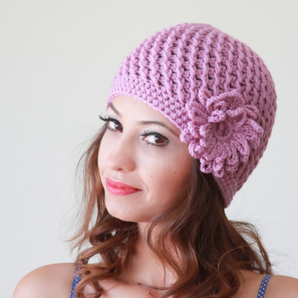 Crochet Flower Beanie Pattern - Etsy