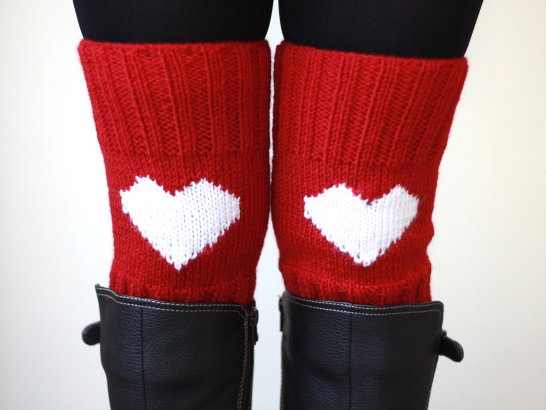 Red Knit Boot Cuffs for Womens, Retro Valentine Clothing for Valentines ...