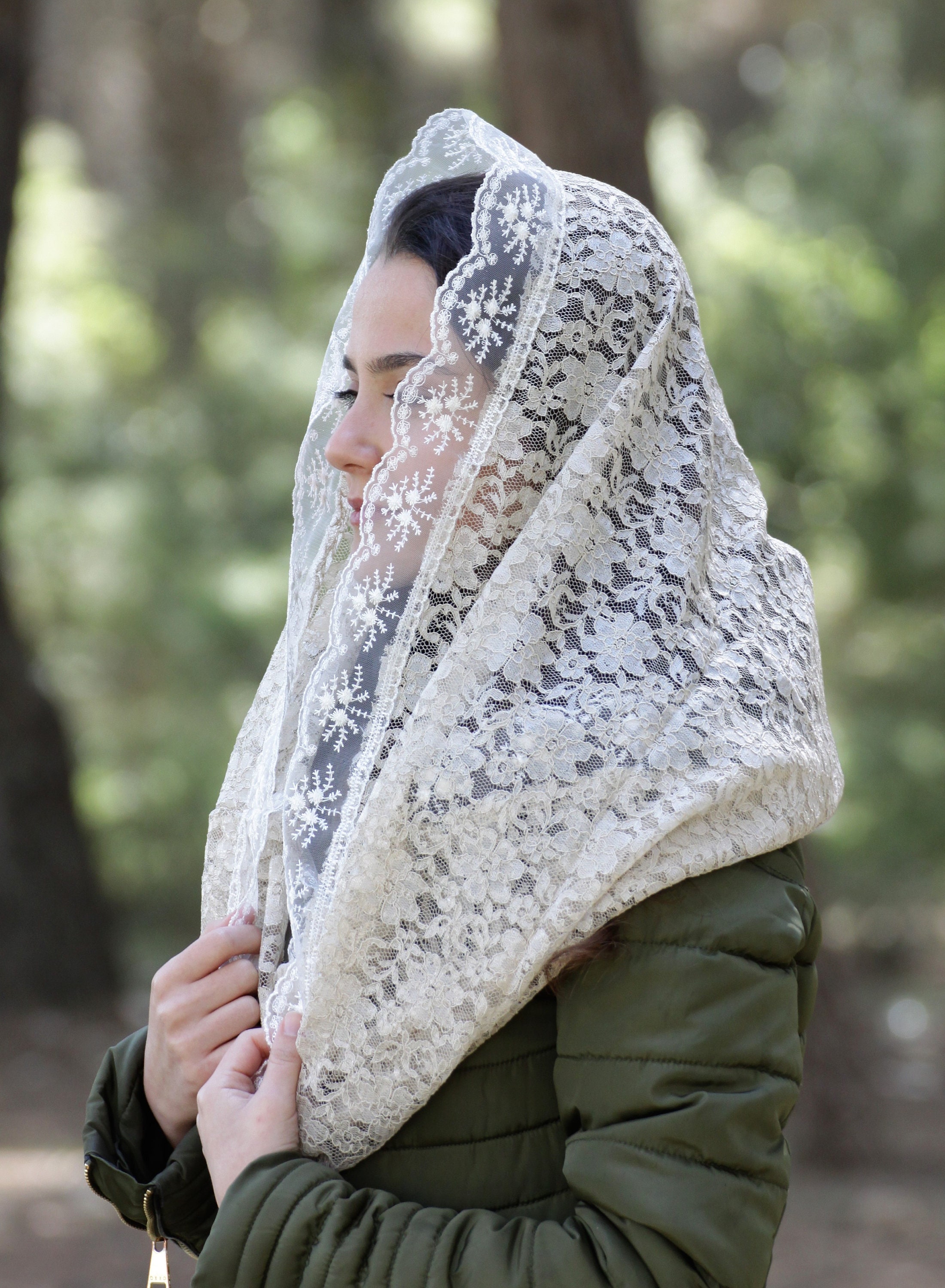 Infinity Cathedral Veil Catholic Church Head Covering in Tan - Etsy UK