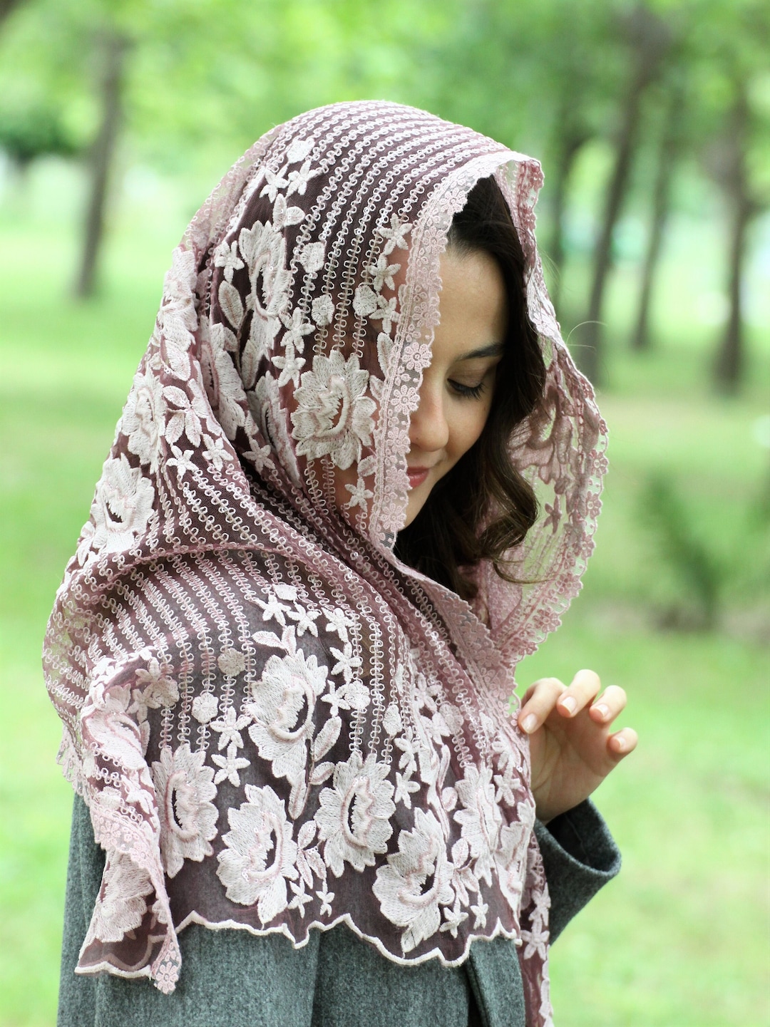 Rectangular Church Veil From Elegant Fabric With Sequins, Catholic Veil ...