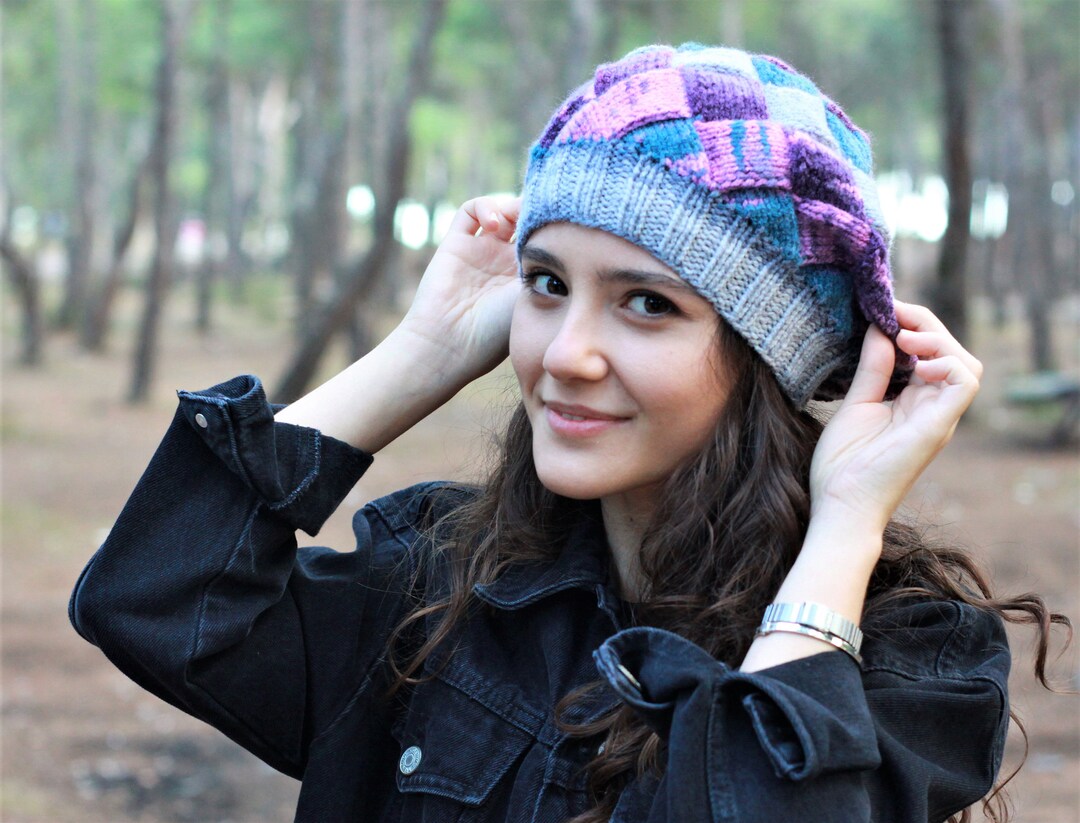 Handknit Beanie Women Knit Hat Winter Ladies Handmade Beret Winter