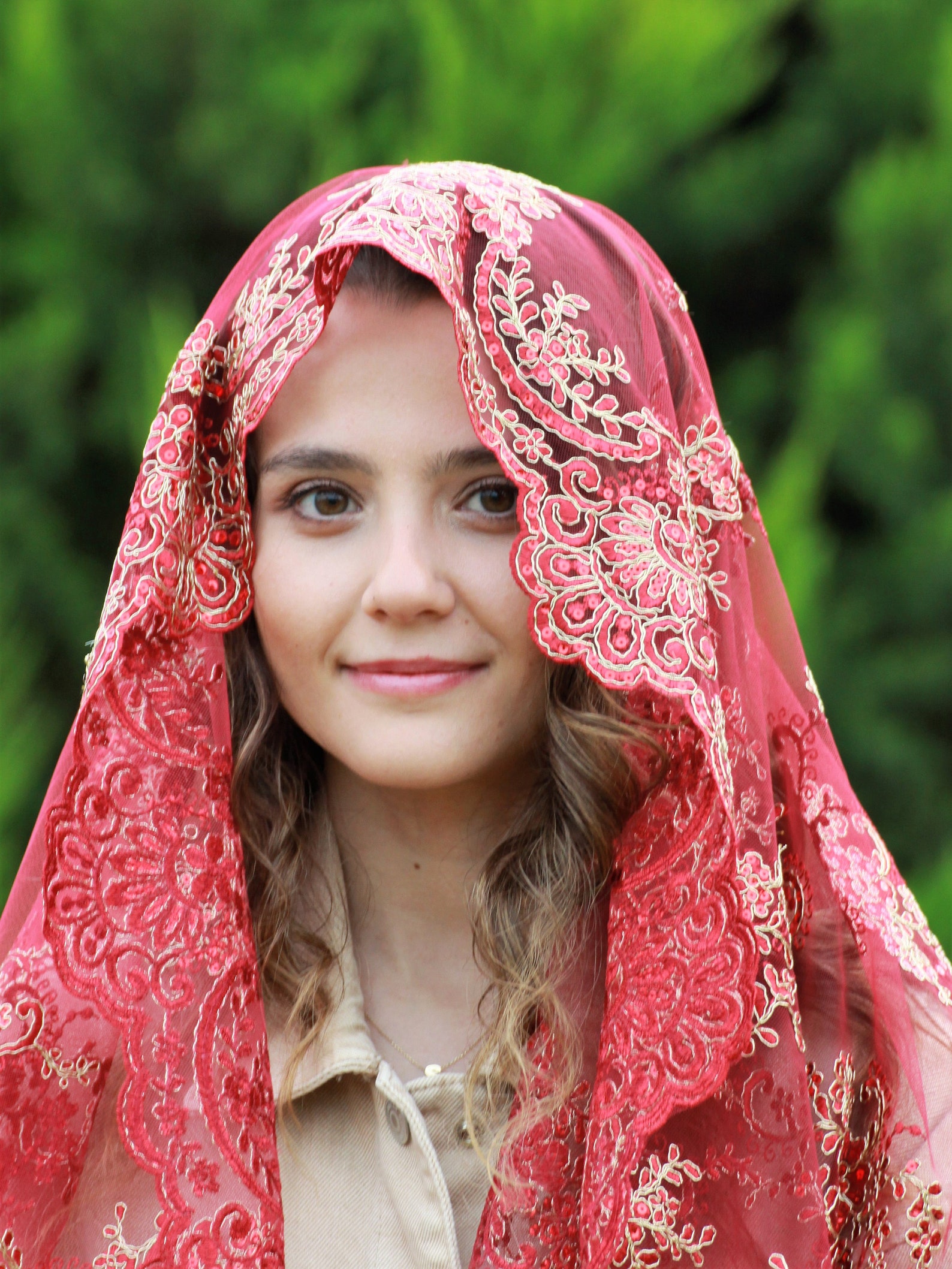 Modern Rectangular Catholic Veil From Elegant Fabric With Sequins ...