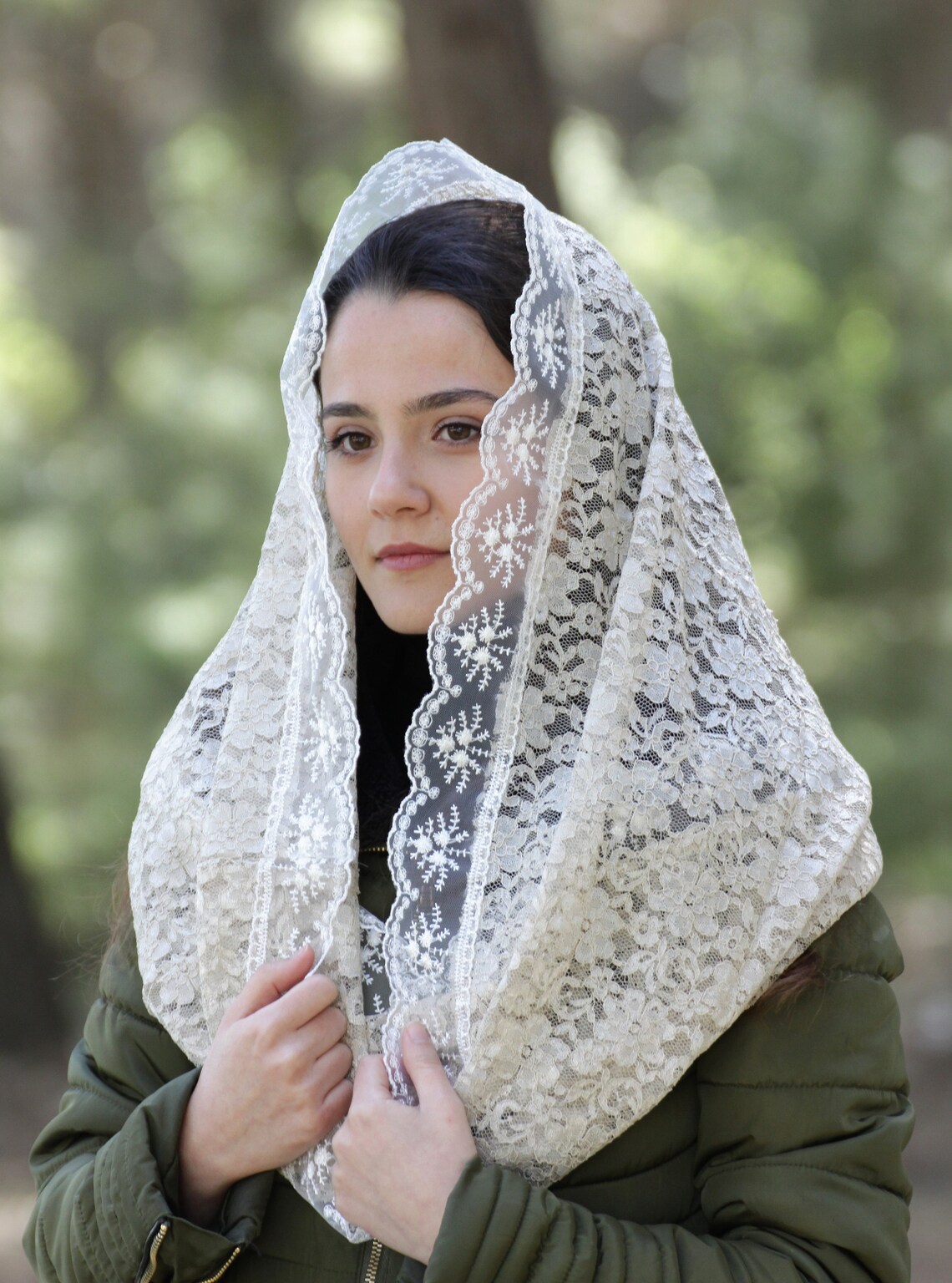 Infinity Cathedral Veil Catholic Church Head Covering in Tan - Etsy UK