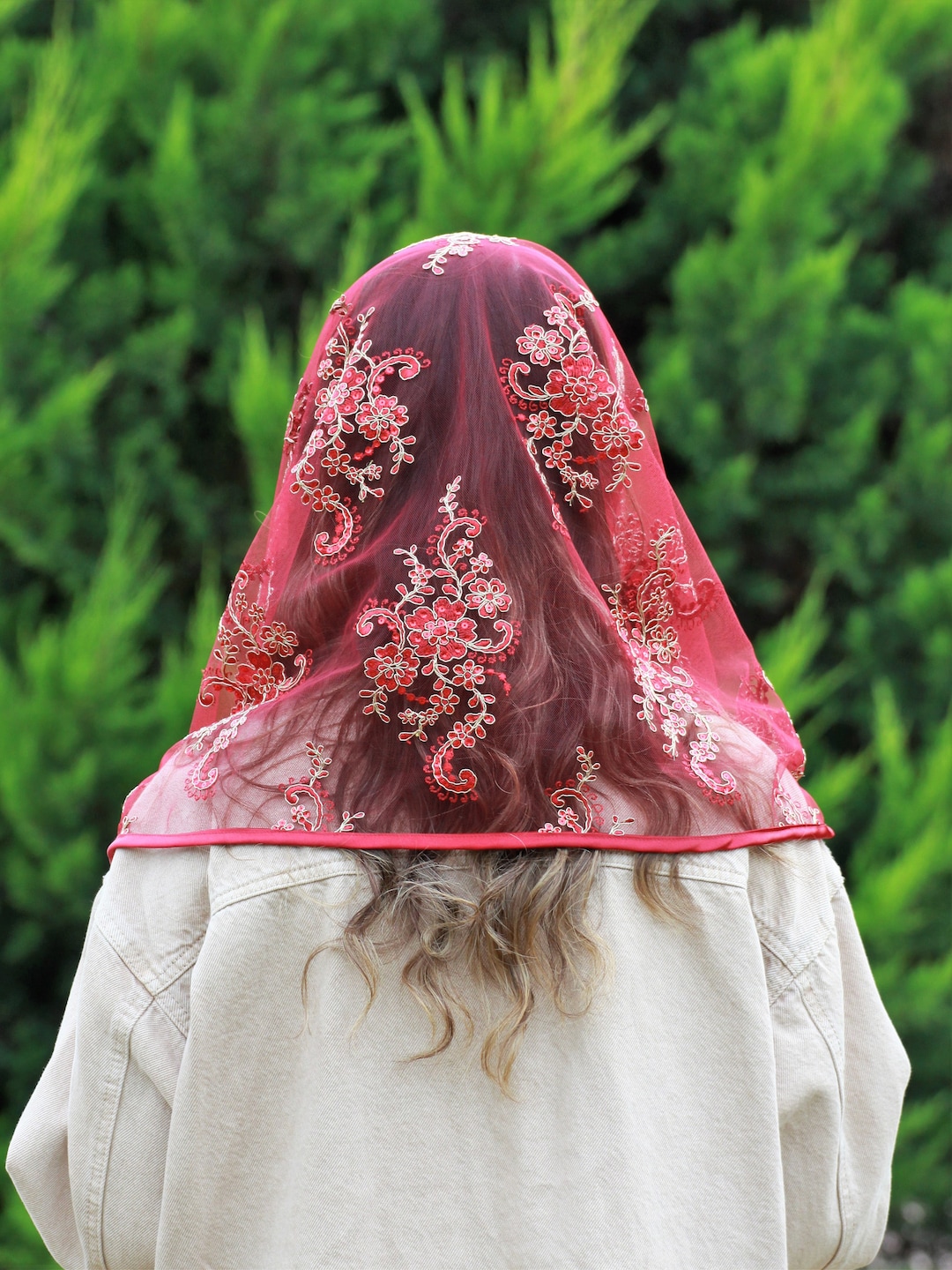 Modern Rectangular Catholic Veil From Elegant Fabric With Sequins ...