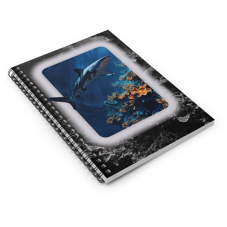 White Shark Ocean Scene Notebook, Shark Lover Journal, Personalized ...