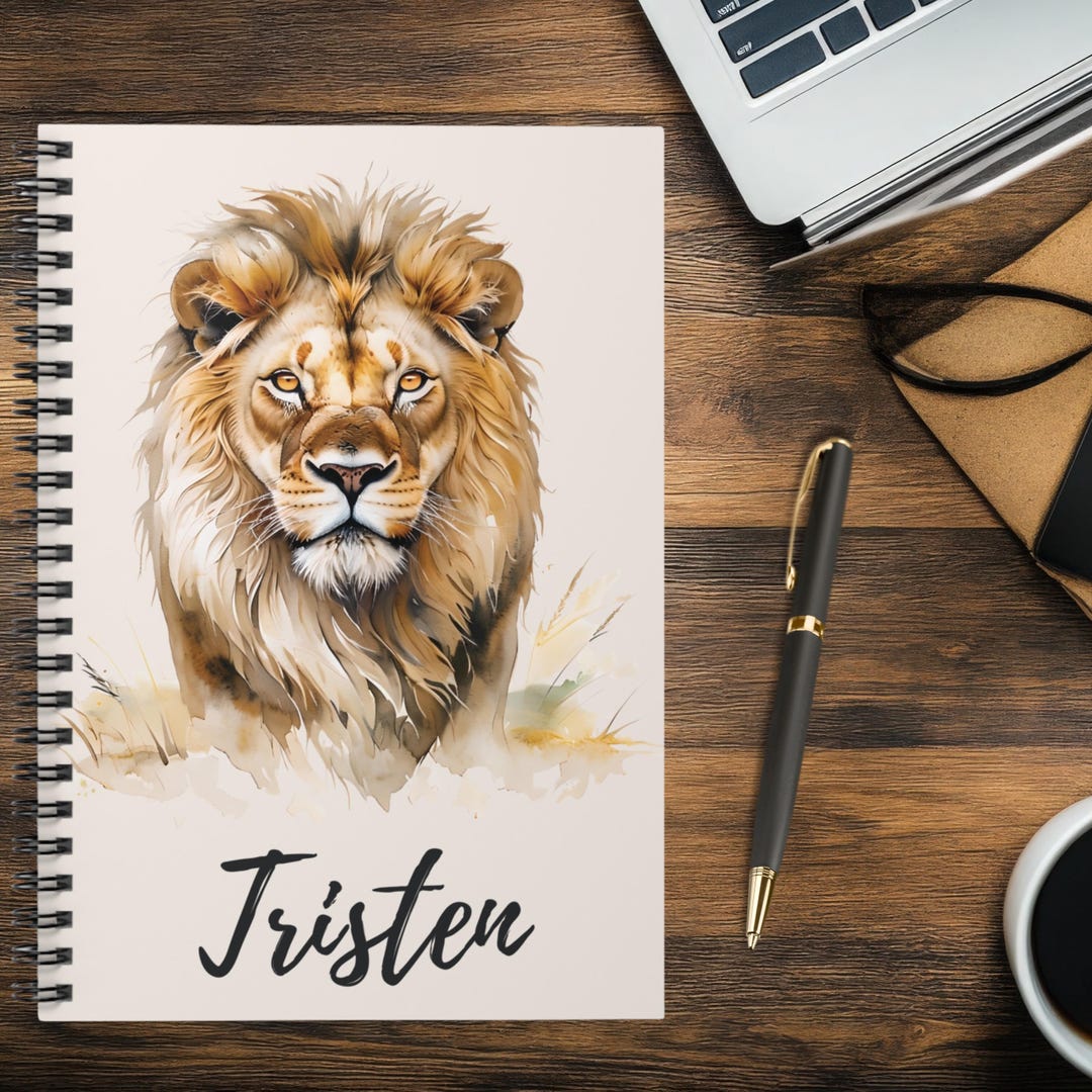 Personalized Spiral Notebook Watercolor African Plains Animals, Custom ...