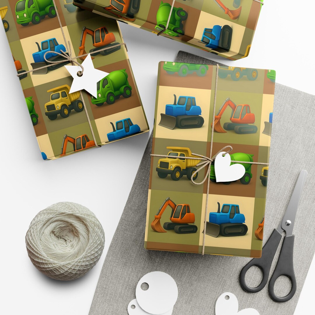 Construction-themed Gift Wrap Papers, Kids Birthday, Baby Shower ...