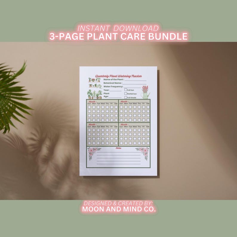 Printable Plant Care Bundle | Watering Tracker + Plant Collection Log ...