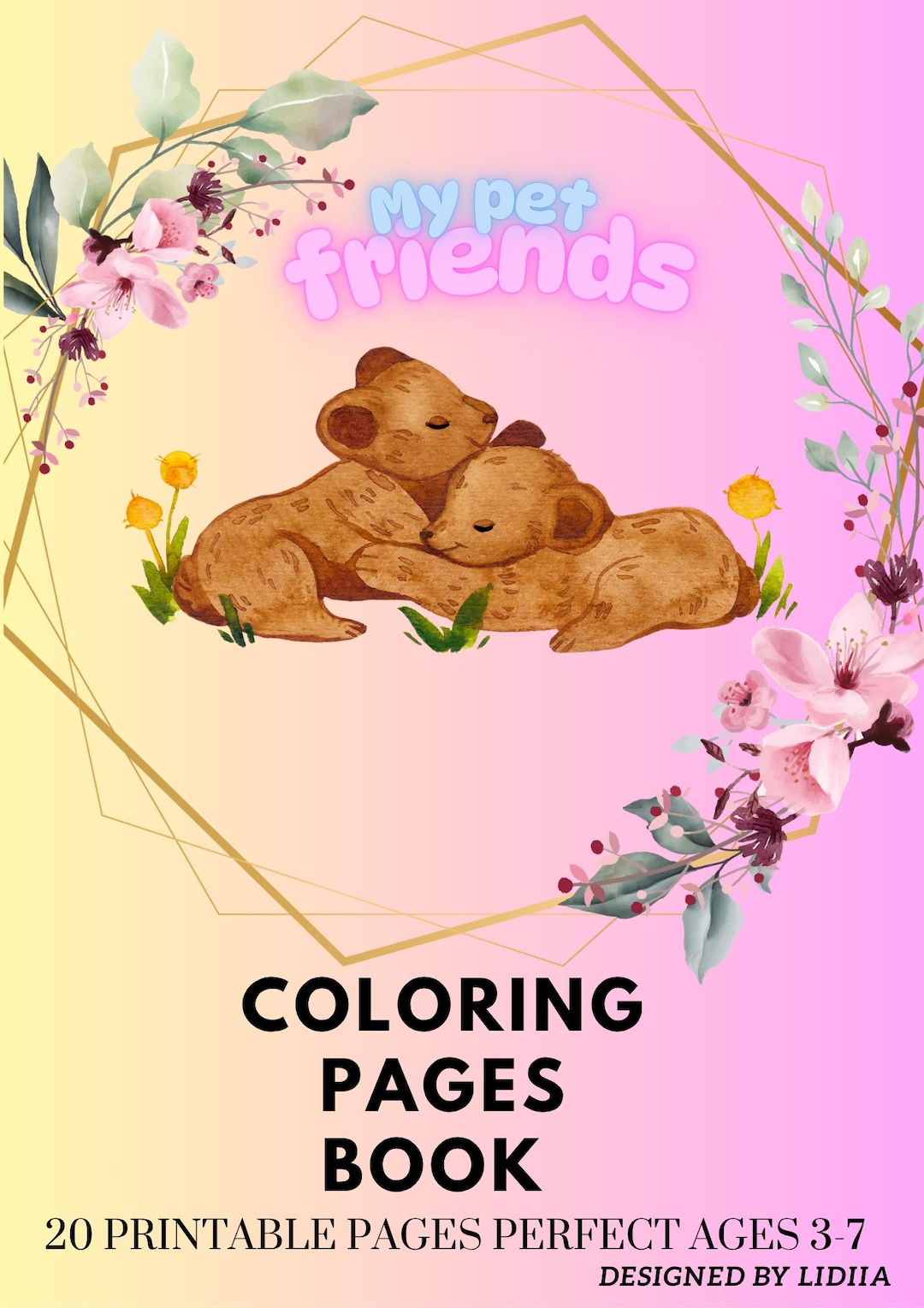 Cute Pets Coloring Pages for Kids – 20 Printable PDF Sheets | Instant ...
