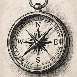 Vintage Compass Sketch Printable | Nautical Wall Art | Digital Download ...