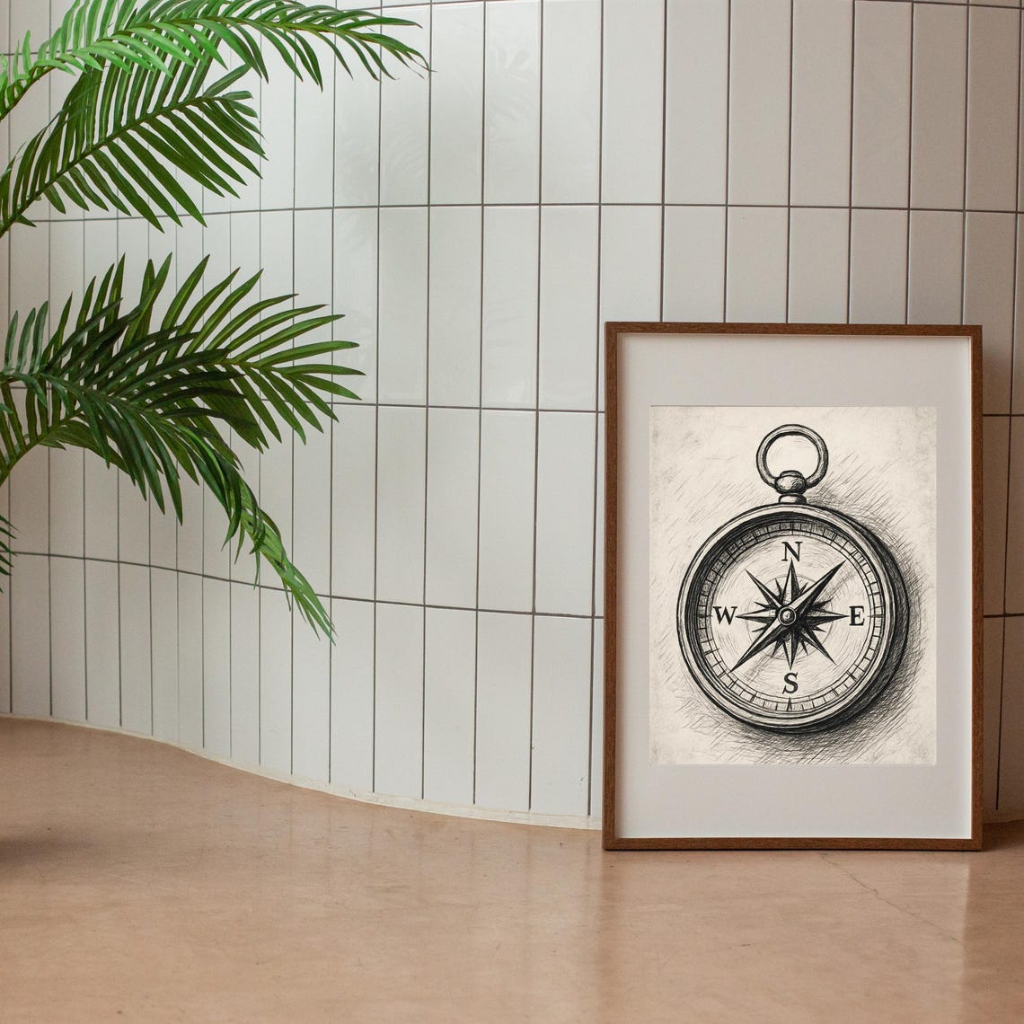 Vintage Compass Sketch Printable | Nautical Wall Art | Digital Download ...