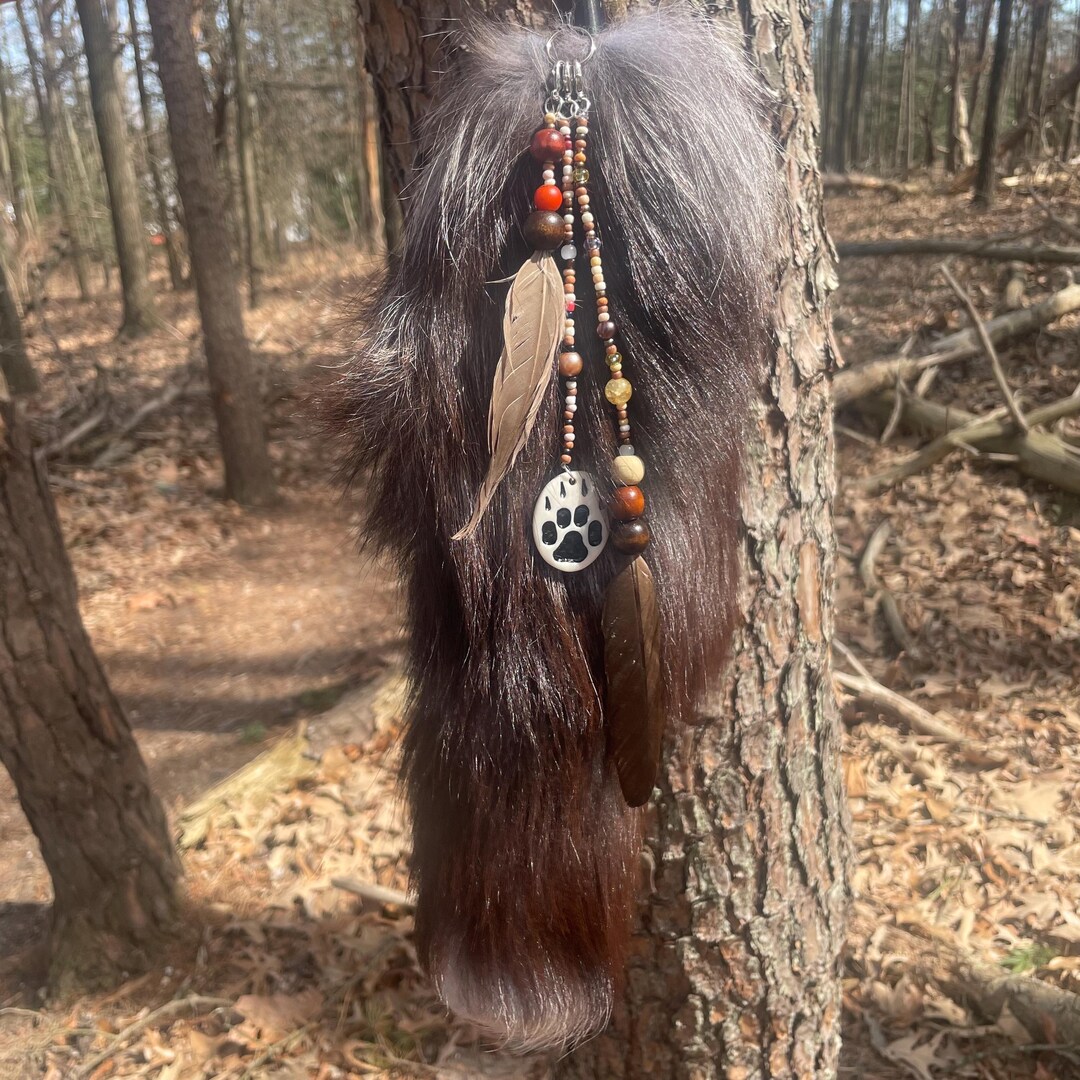 Beaded Silver Fox Tail Keychain - Therian, Furry, Cosplay, Accessory - Etsy