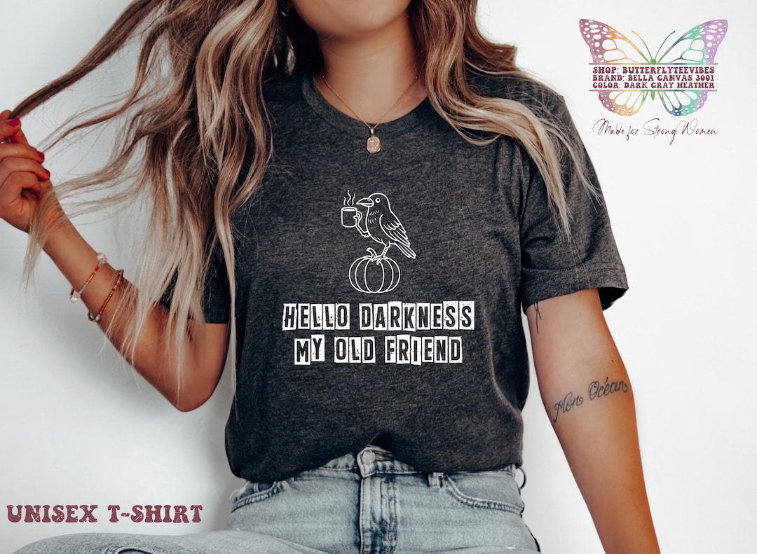 Hello Darkness My Old Friend T-shirt: Crow & Coffee Graphic Tee - Etsy