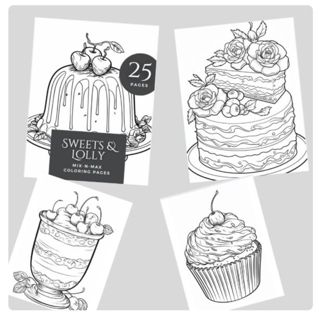 Digital Coloring Book, Sweets and Lolly Edition, Relaxation Activity ...