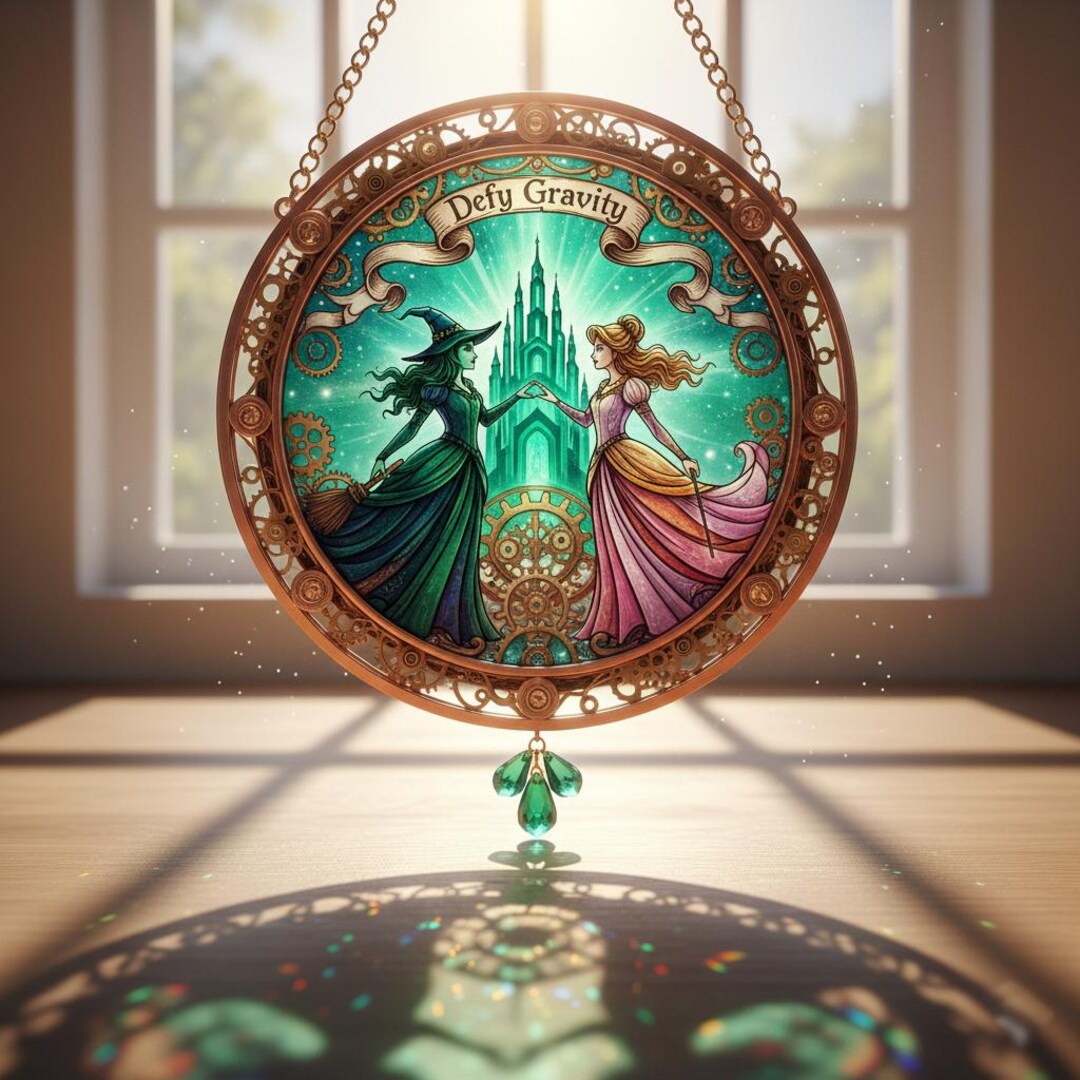Defy Gravity Suncatcher, Wicked Movie Fan Gift, Elphaba Glinda Stained ...