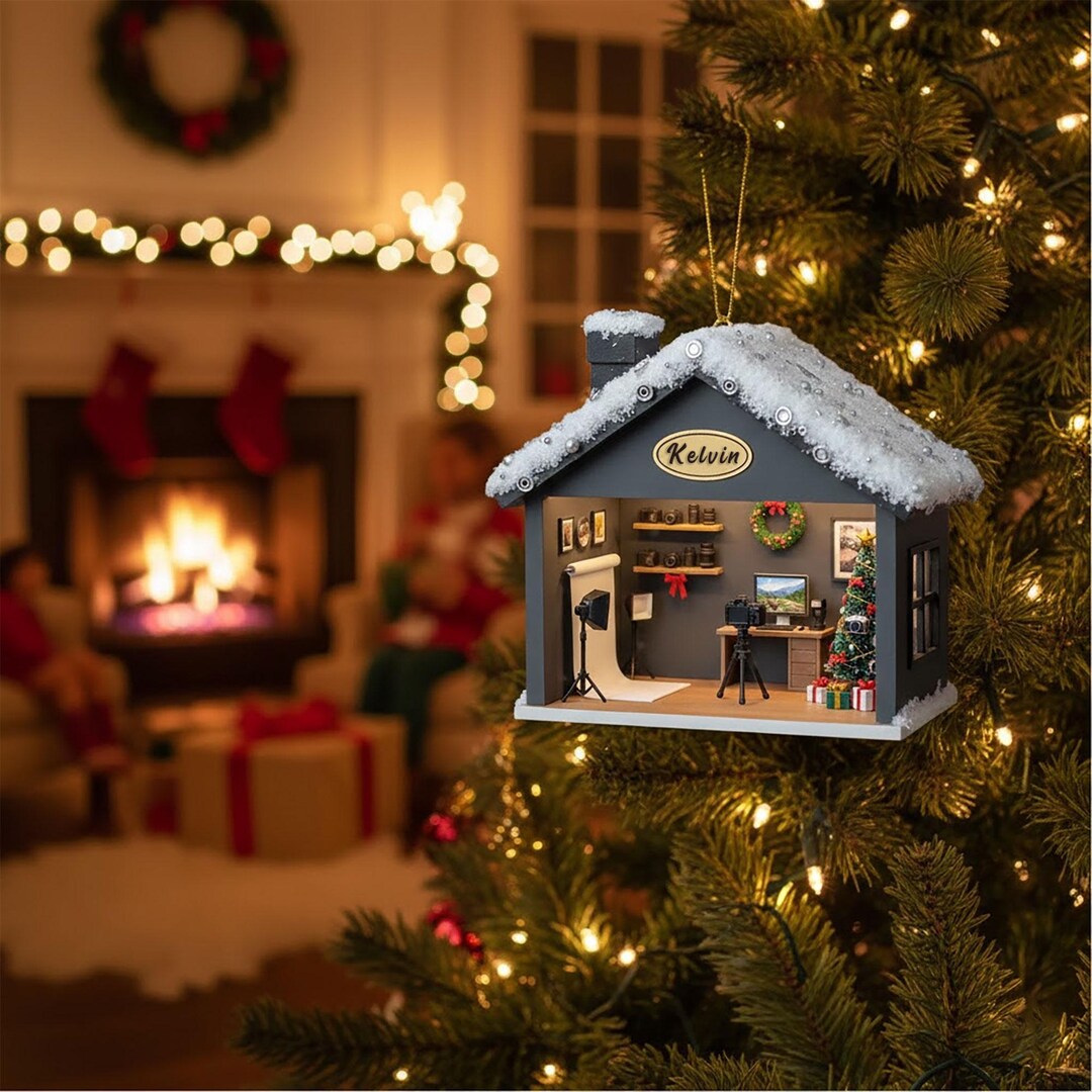 Personalized Photography Studio Christmas Ornament, Camera Lens Decor ...