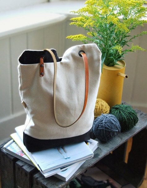 Yin Yang Medium Handbag With Leather Strap - DIY - Tote Bag Pattern ...