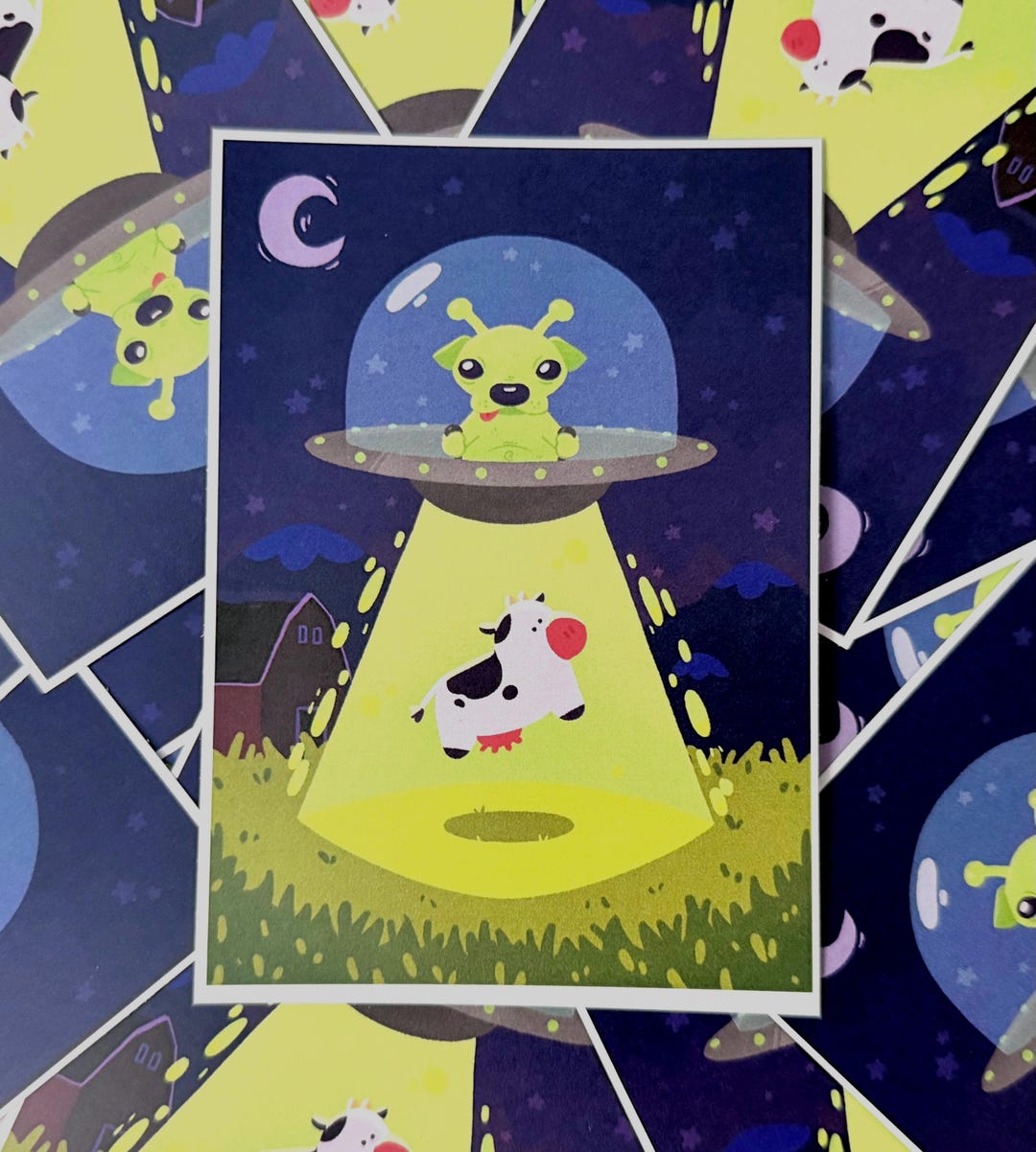 Alien Dog Abduction Art Print A5 Size - Etsy Canada