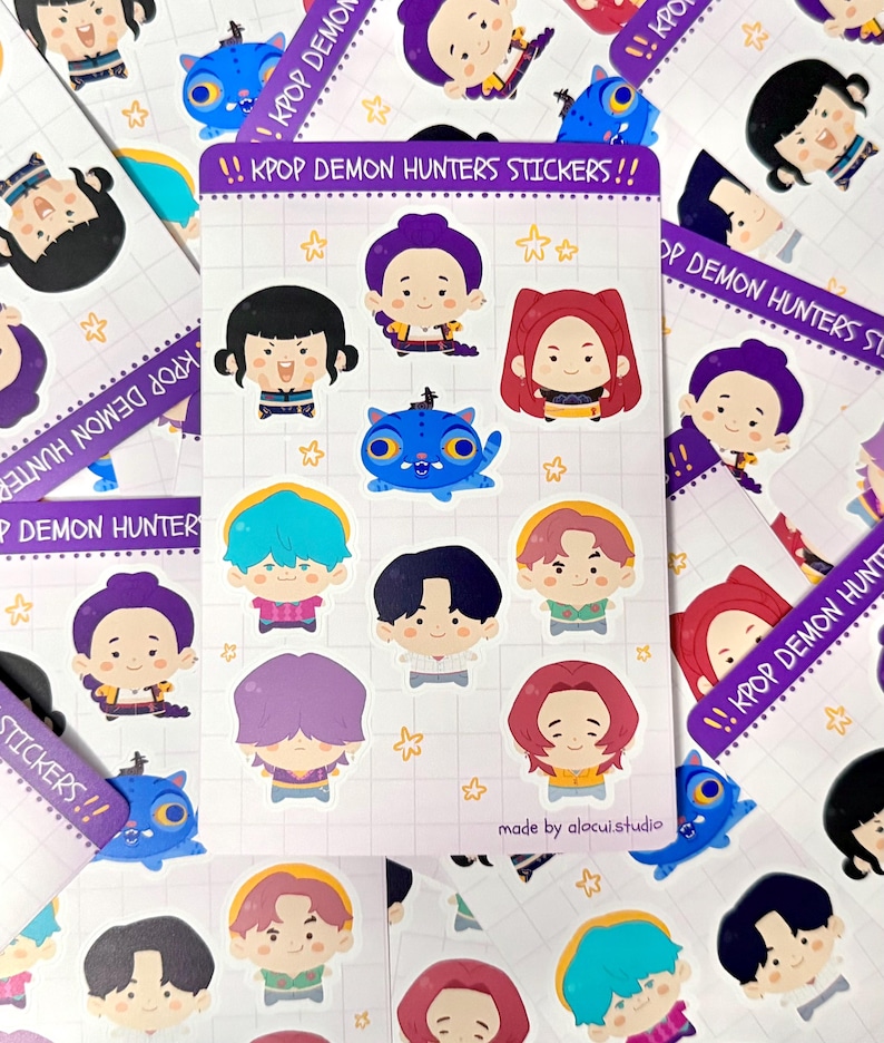 Kpop Demon Hunters Sticker Sheet | Huntrix | Rumi | Mira | Zoey | Derpy ...