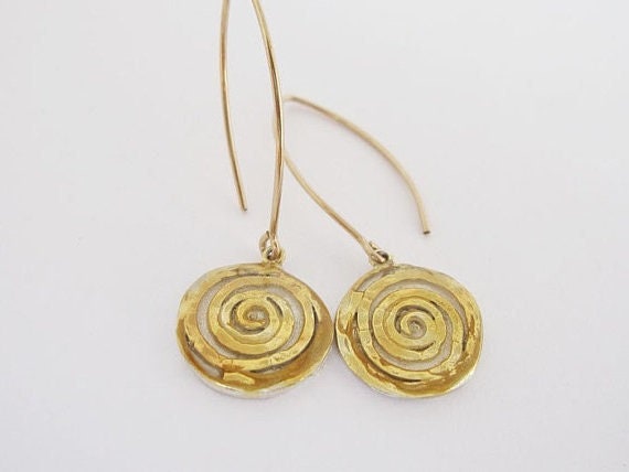 Gold Dangle Earrings Unique gold Earrings Boho Earrings | Etsy