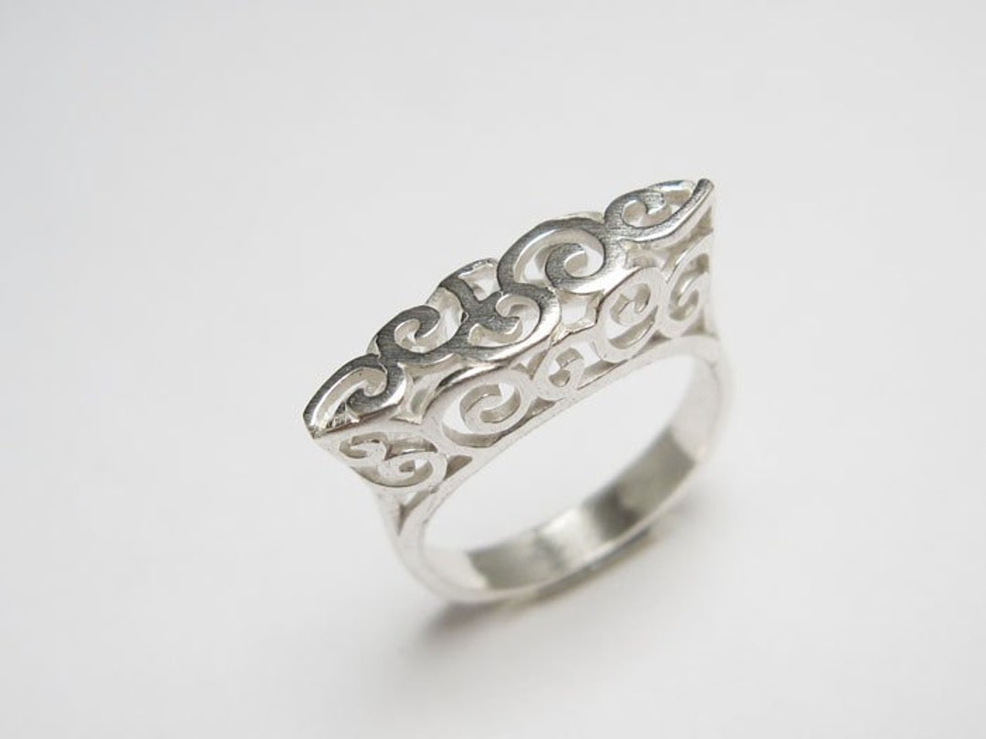 Silver Waves Ring, Sterling Silver Spirals Ring, Silver Filigree Ring ...