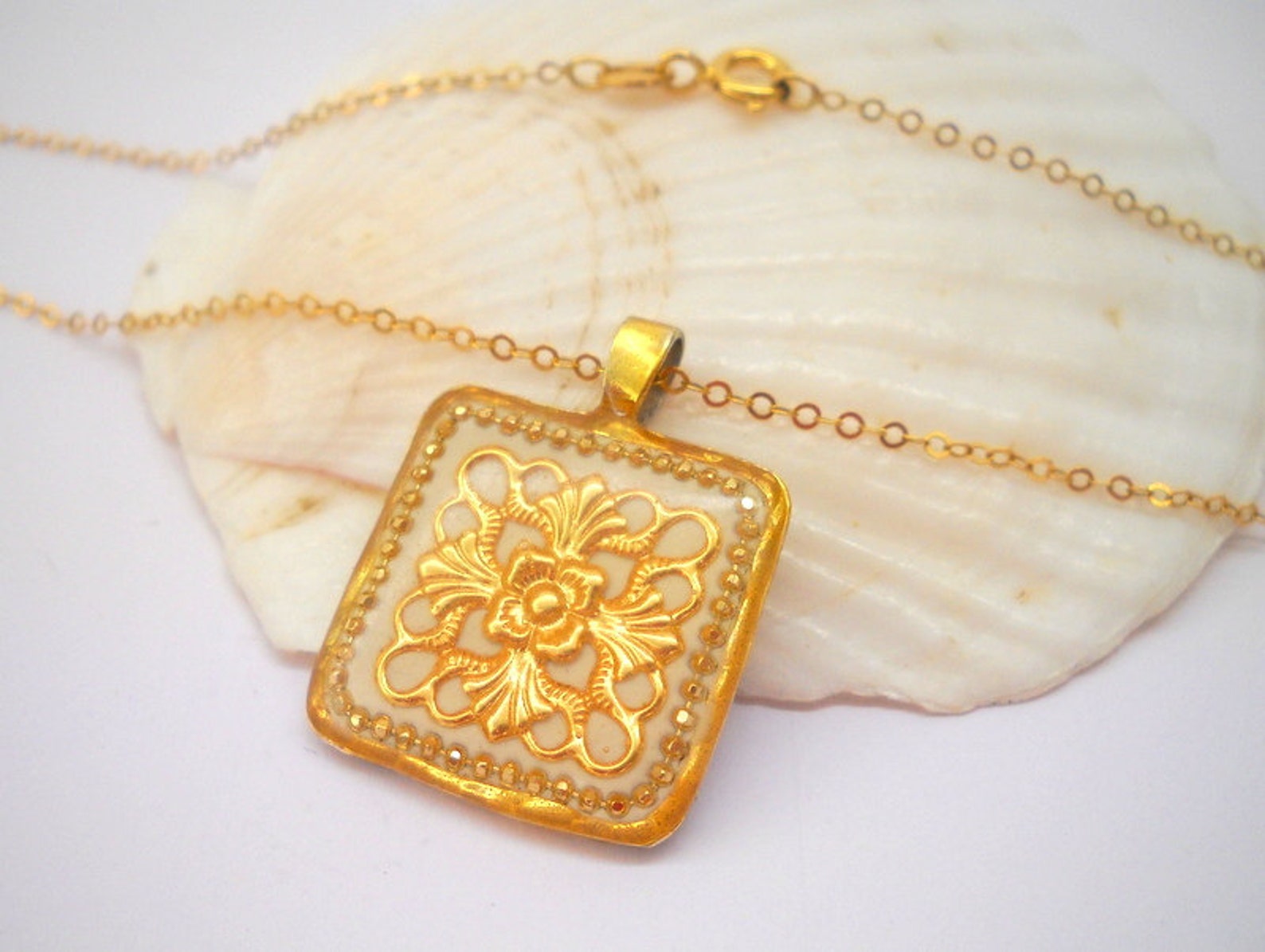 Gold Pendant Necklace, Unique Necklace, Bohemian Necklace, Filigree ...