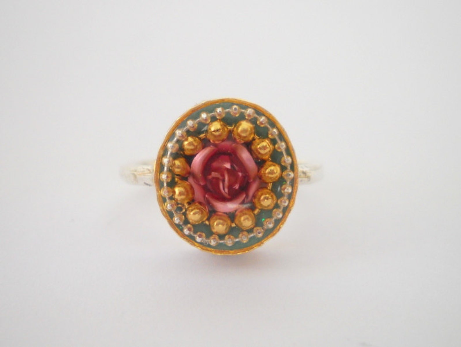 Boho Ring, Unique Silver Ring, Resin Ring, Flower Ring, Modern Ring ...