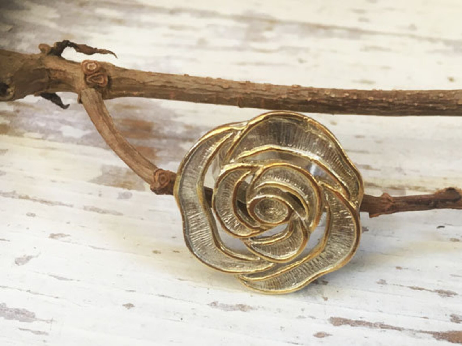 Boho Ring Unique Gold Ring Silver Gold Ring Rose Ring Boho - Etsy