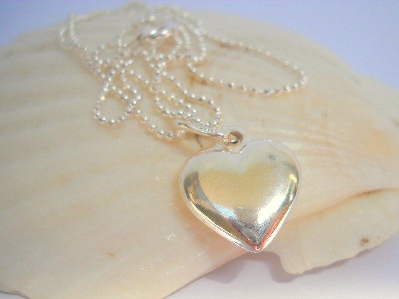 Silver Heart Necklace; Sterling Silver Heart Pendant on Sterling Silver ...
