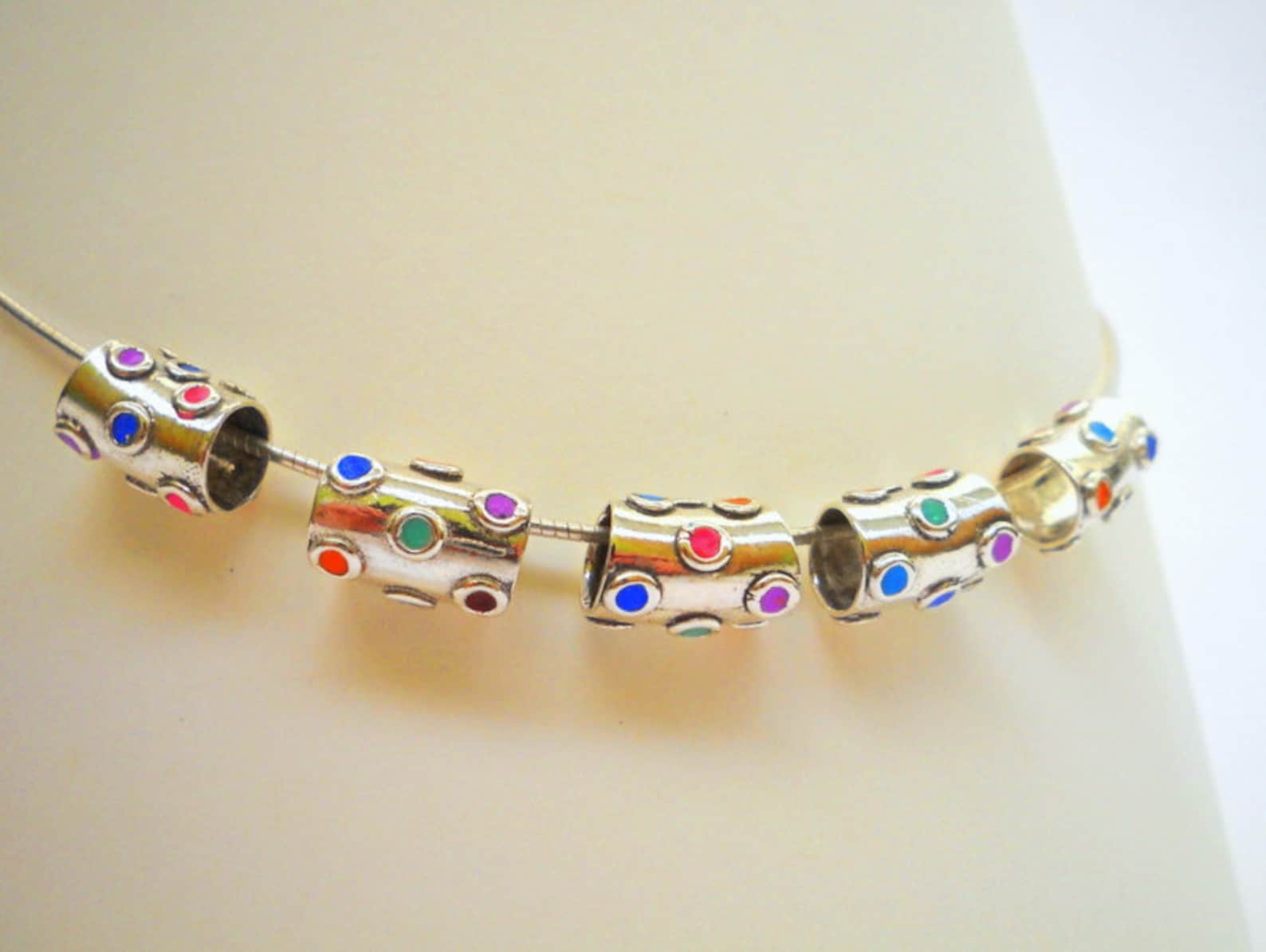 Colorful Dots Necklace, Sterling Silver Necklace With Multi Color ...
