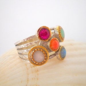 Colorful Ring, Statement Ring, Boho Ring, Unique Silver Ring, Statement ...