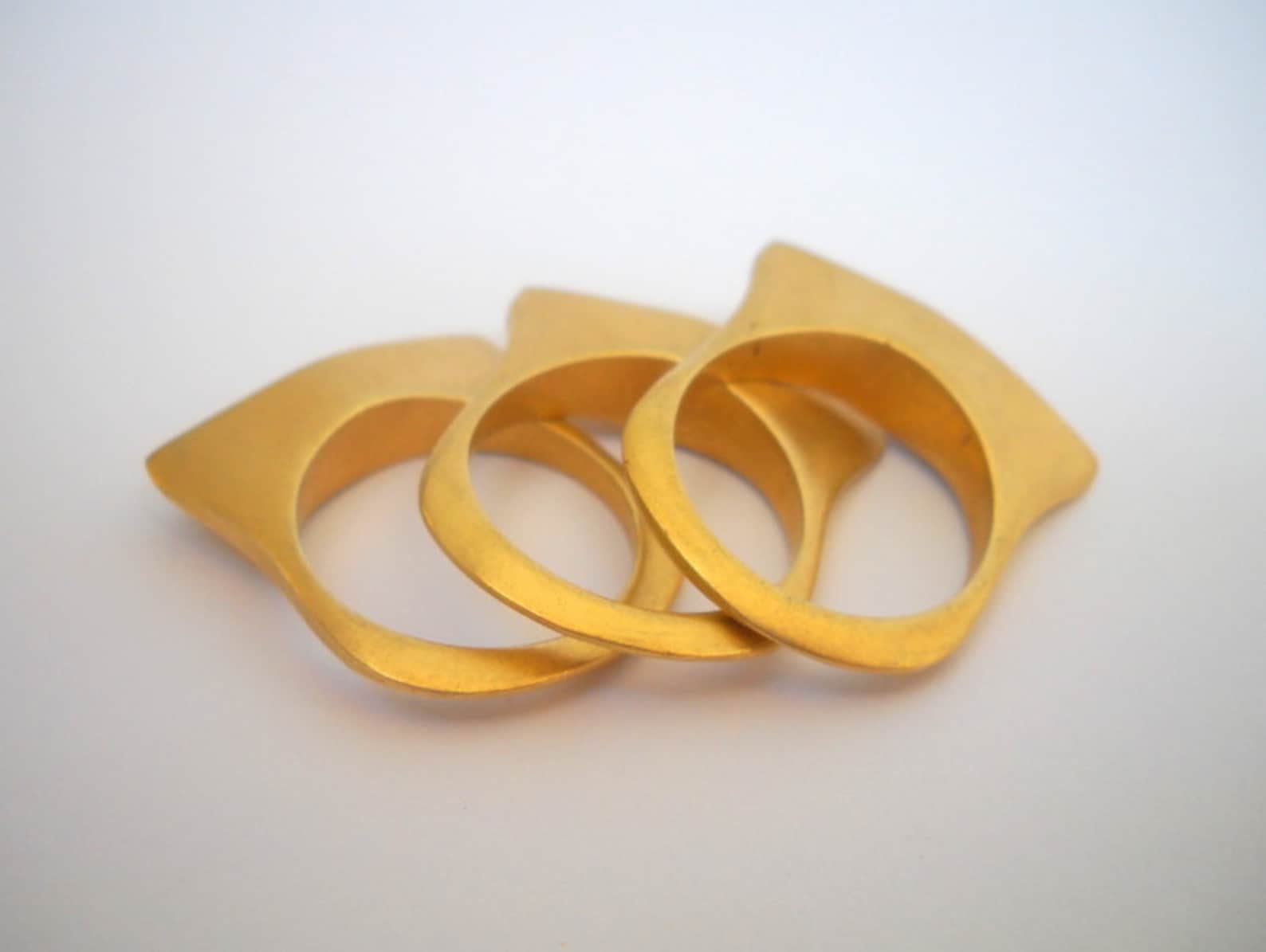 Gold Stacking Rings Three Rings Ring Brass Ring Unique - Etsy