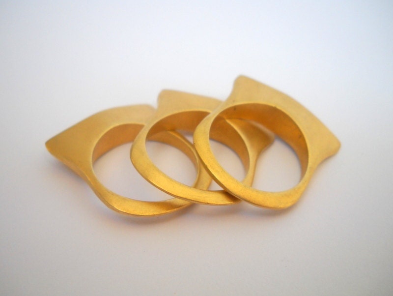 Gold Stacking Rings Three Rings Ring Brass Ring Unique Silversmith ...