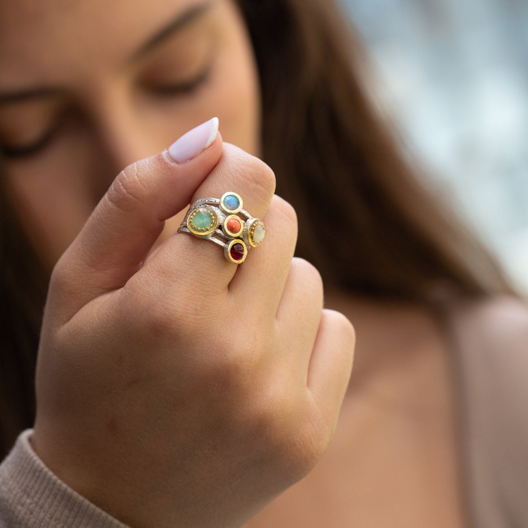 Colorful Ring, Statement Ring, Boho Ring, Unique Silver Ring, Statement ...